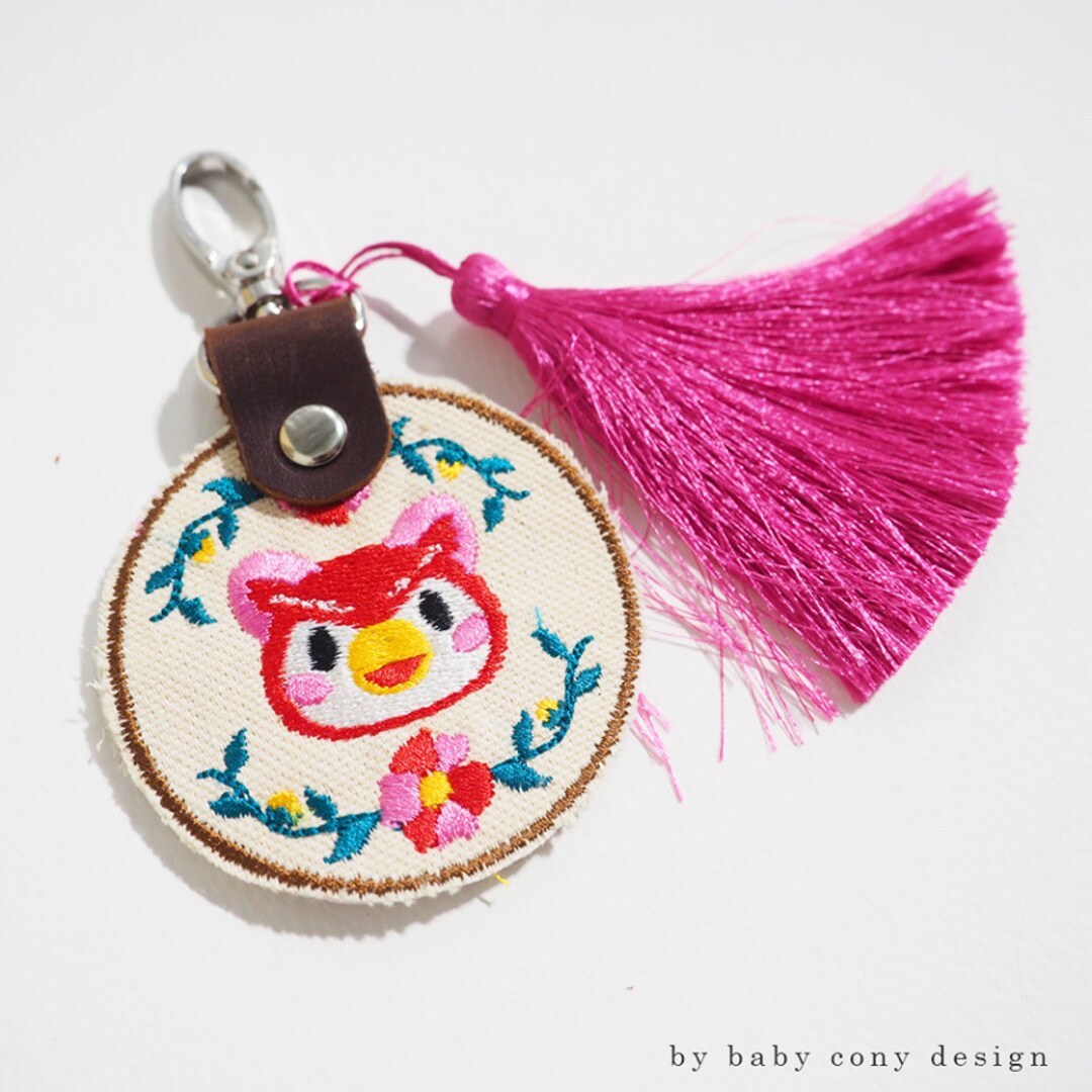 Celeste 1 Embroidered Text Key Chain Key Ring Leather - Etsy