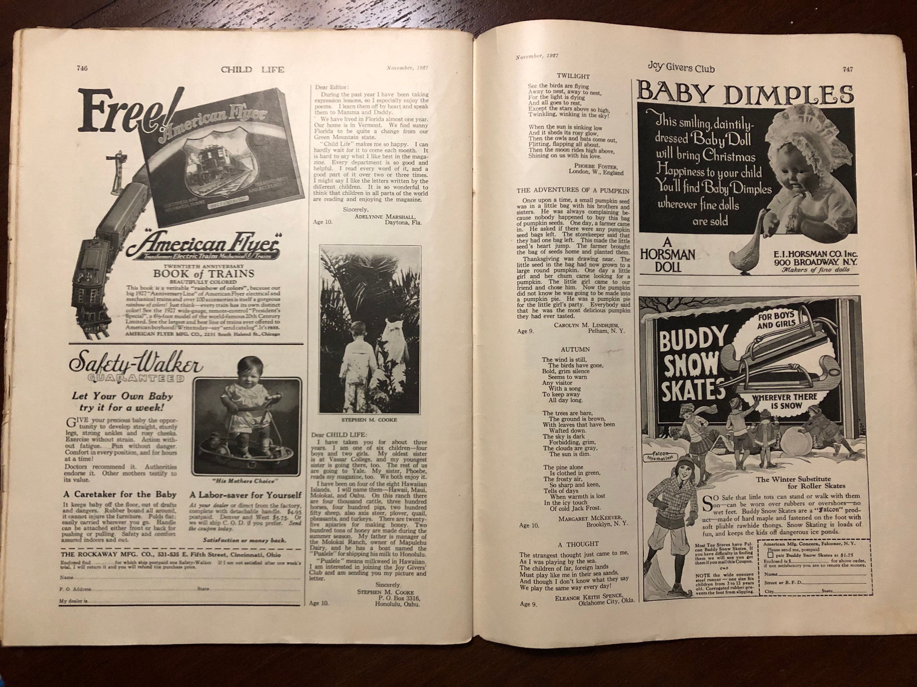 Antique Child Life Magazine November 1927, Vintage Child Life Magazine ...