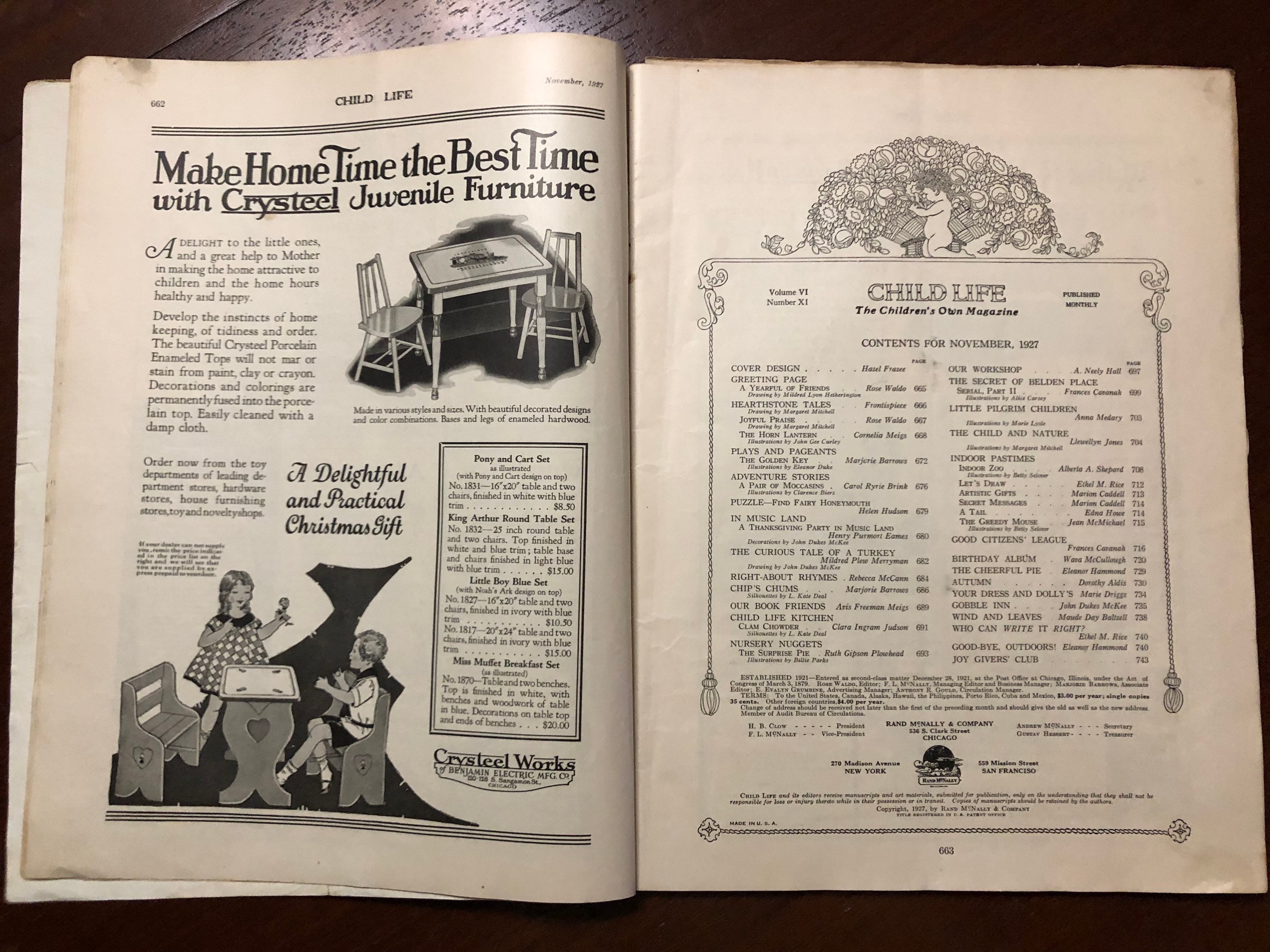Antique Child Life Magazine November 1927, Vintage Child Life Magazine ...