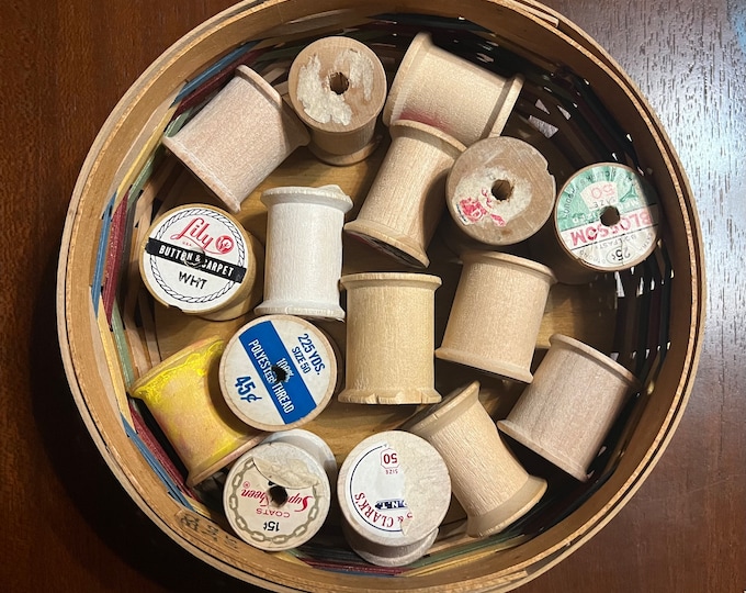 Old Wood Spools Lot of 15, Vintage Wooden Spools, Old Wooden Thread ...