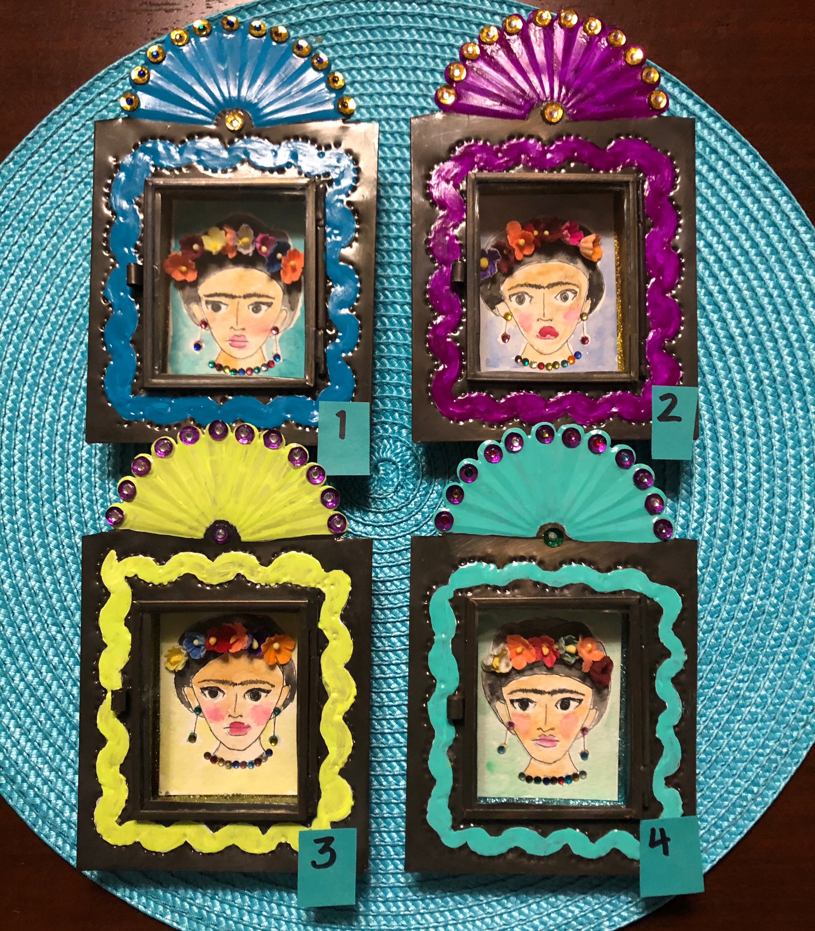 Frida Nicho Box, Mexican Nicho Box, Frida Watercolor, Tin Nicho Box ...