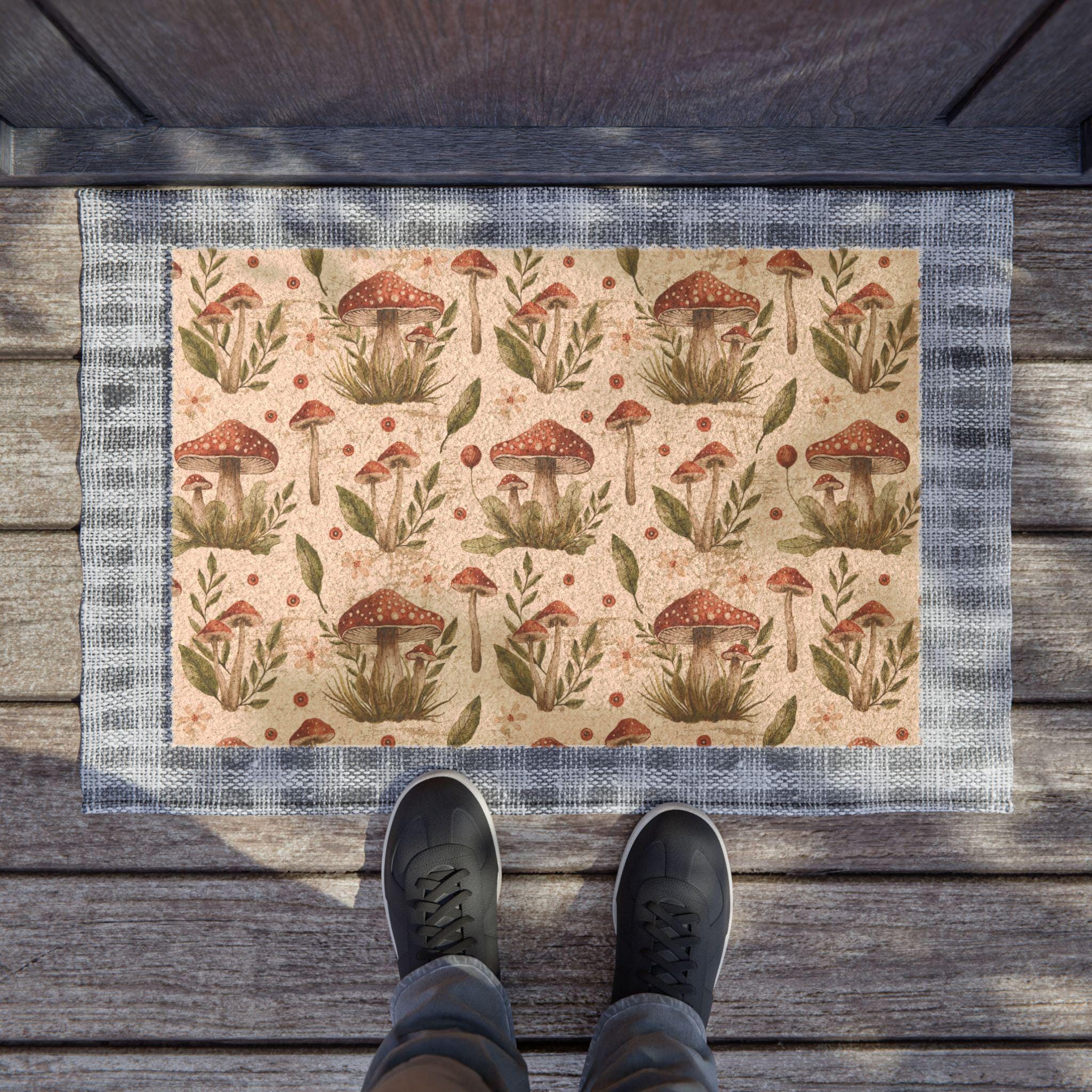 Mushroom Cottage Seamless Pattern, Mushrooms Digital Art Pattern ...