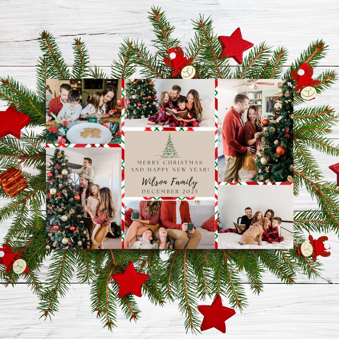 Editable Family Christmas Photo Card Canva Template, Printable ...