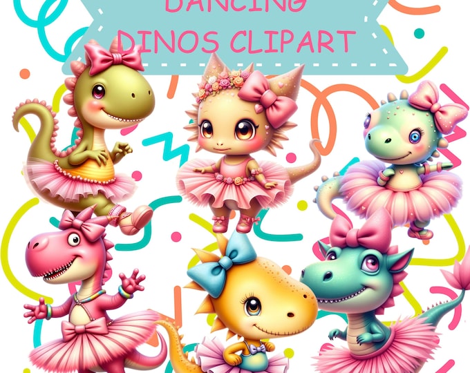 Dinosaur Ballerina Clipart Black and White, Ballet Illustrations ...