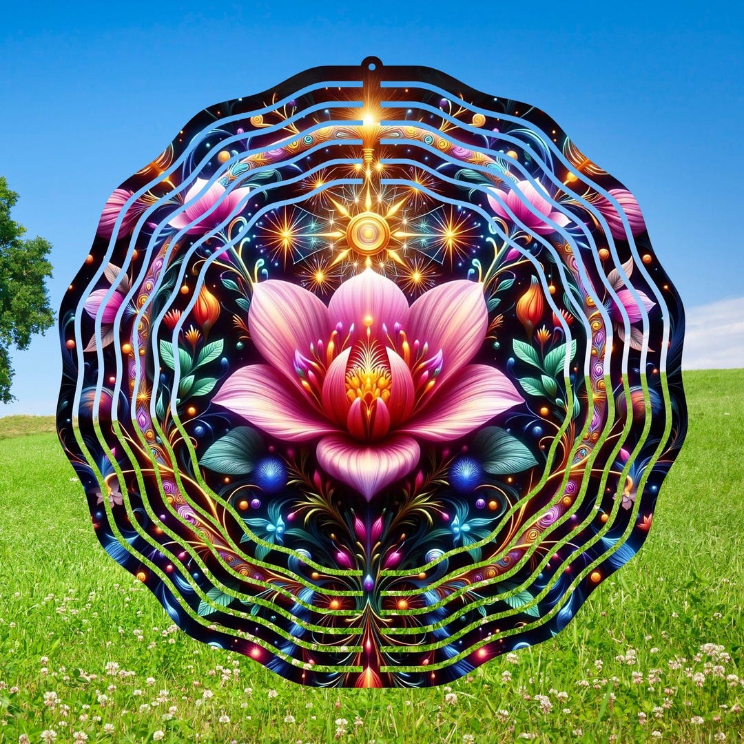 Blushing Lotus Wind Spinner, Flower Wind Spinner PNG, Colorful Flower ...