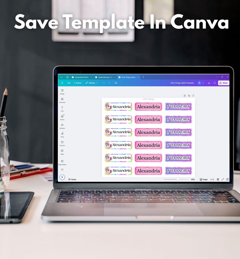 Personalized Labels, Editable Labels for School Supplies Canva Template ...