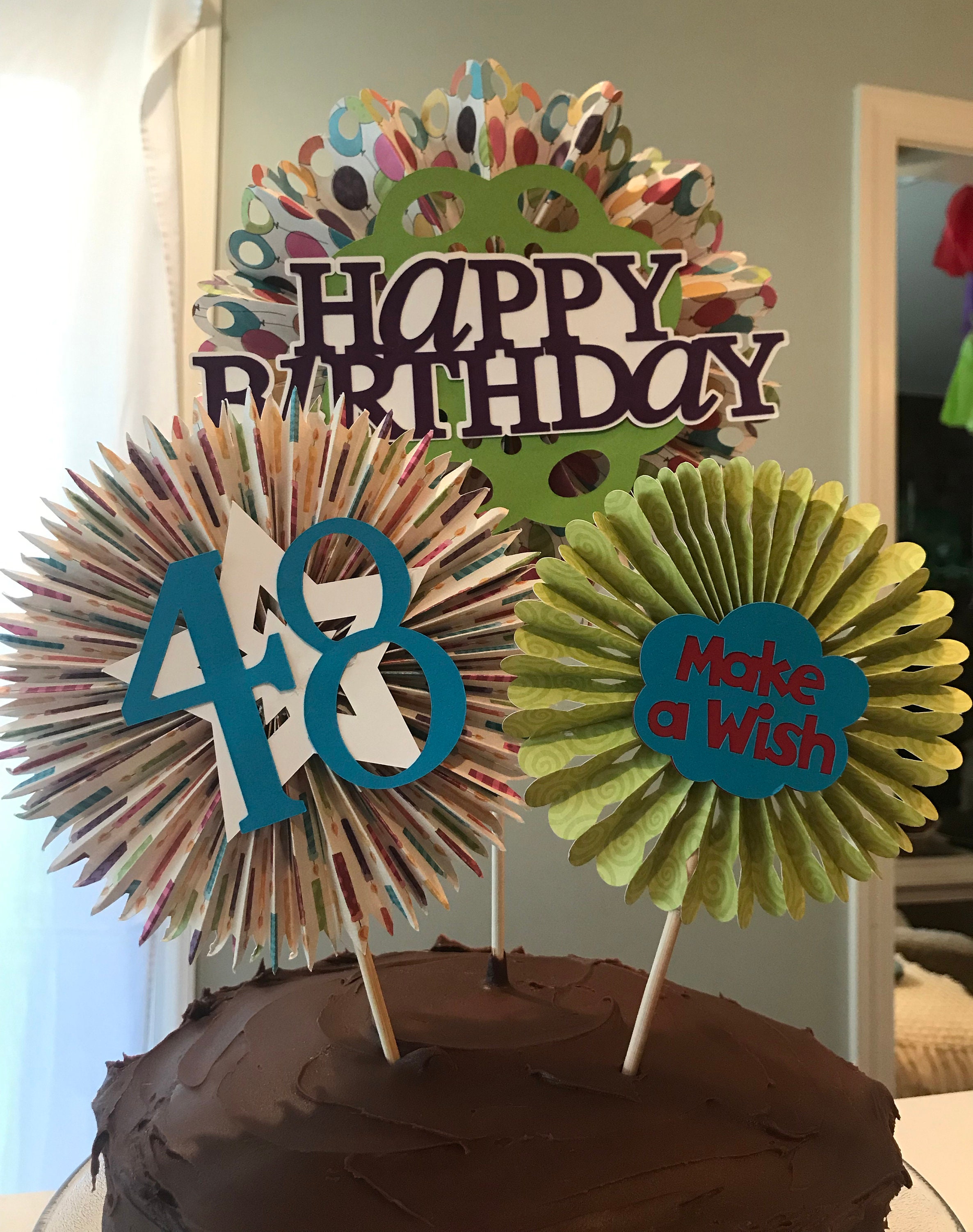 Jumbo Birthday Cake Topper, Handmade Paper Rosettes for Birthday ...