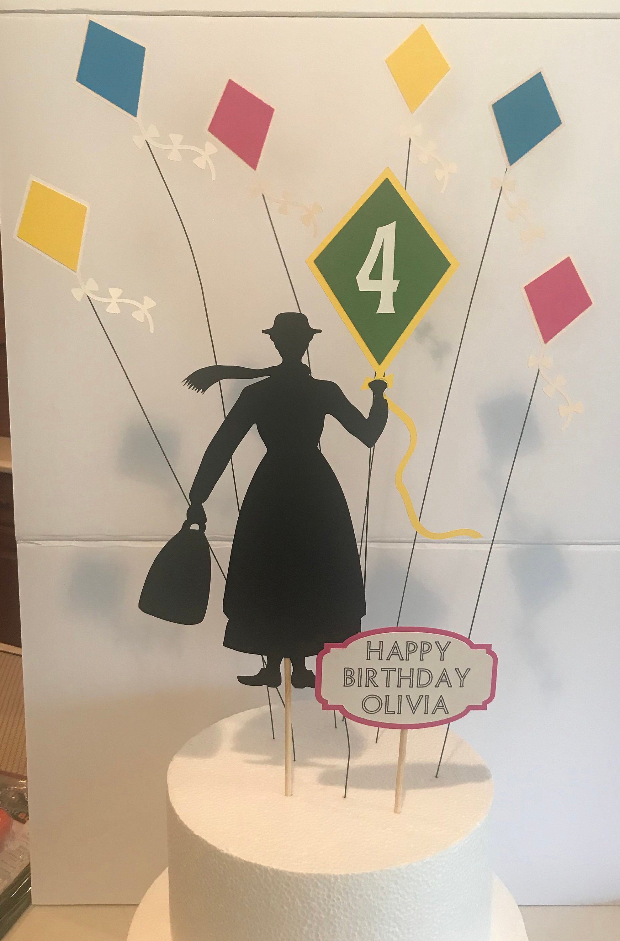 Mary Poppins Birthday Cake Topper, Handmade Papercraft Cake Topper ...