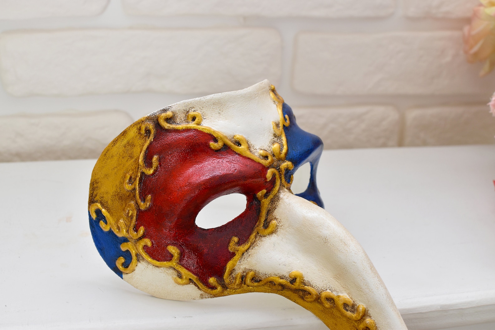 Pest arts maskerade masker mannen. Lang neusmasker. Rood & | Etsy