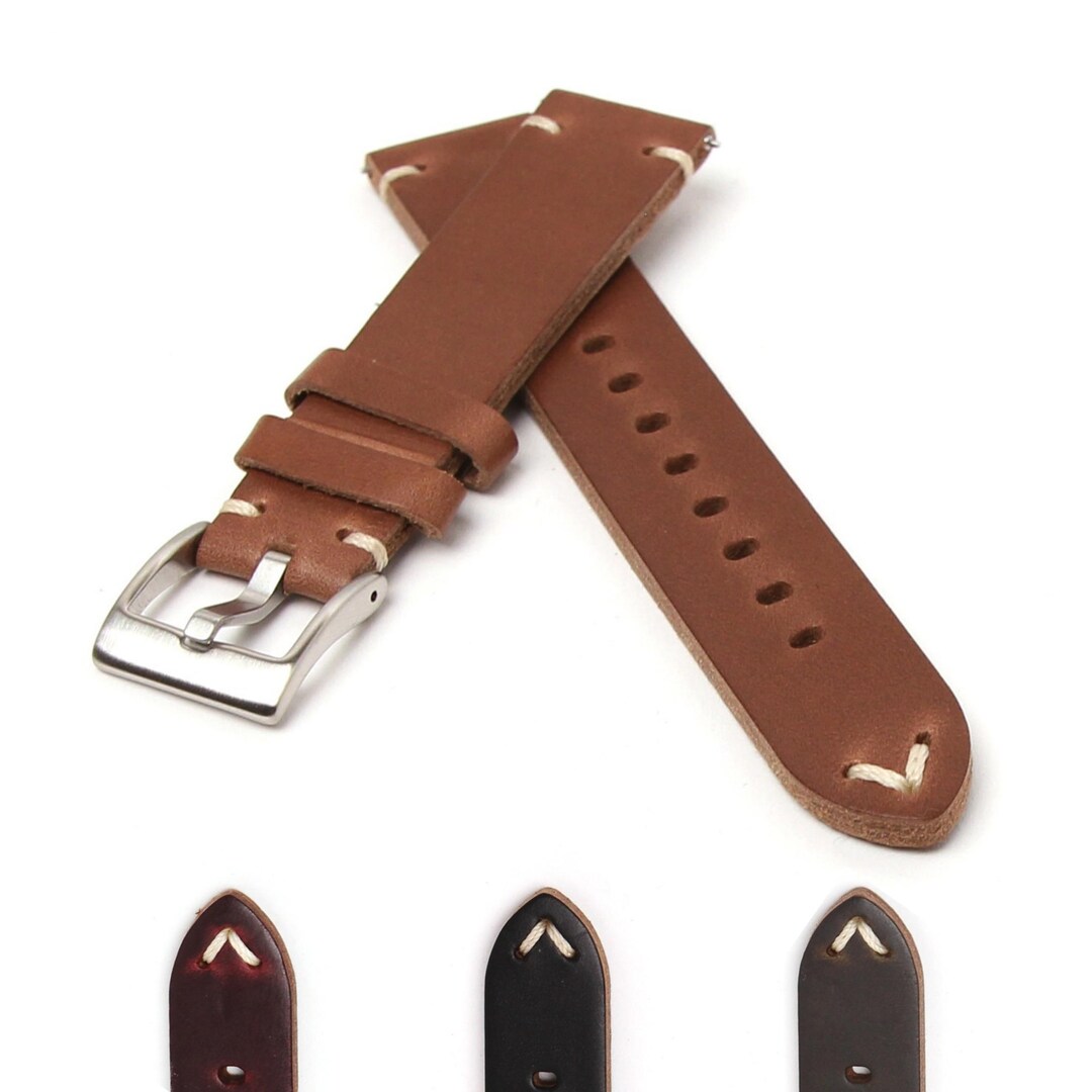 Horween Chromexel Vintage Style Vegetable Leather Watch Strap 20mm 22mm ...