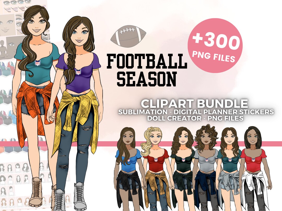 Football PNG Clipart Team Colors Clipart Doll Creator Kit - Etsy