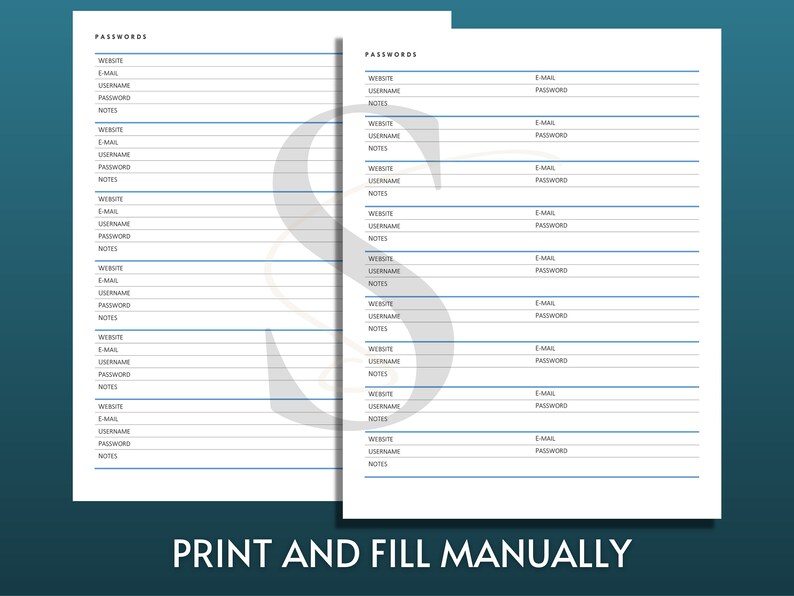 Password Log Digital Download Printable Password Login Tracker Password ...