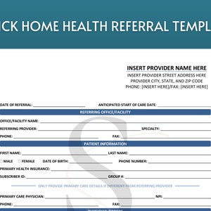 Printable Home Health Care Referral Form Template Digital Download Home ...