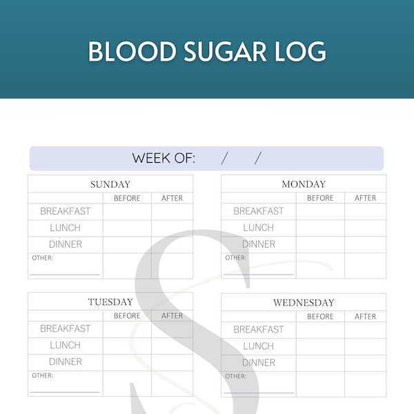 Insulin Blood Sugar Log Printable - Etsy