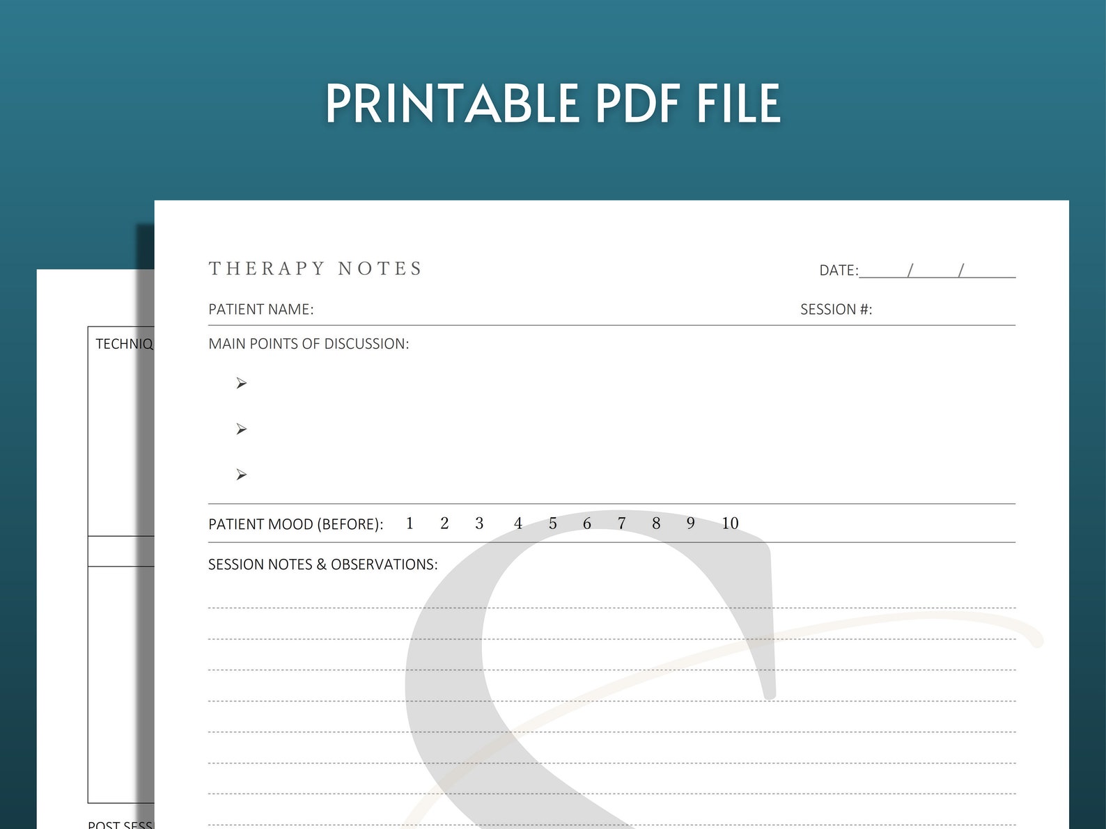 Printable Therapy Notes Fillable Therapy Office Forms Therapist Office ...