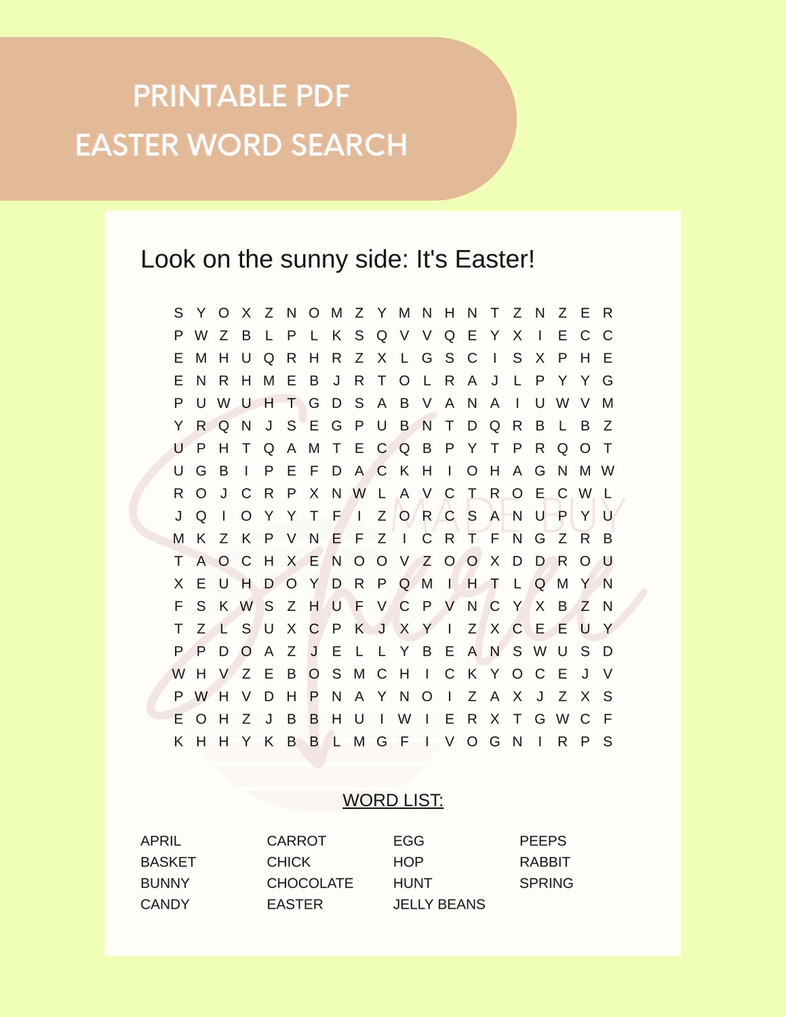 Printable Easter Word Search Digital Download Fun and | Etsy