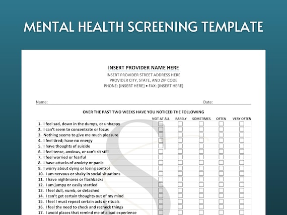 Mental Health Screening Template Therapy Office Counseling - Etsy