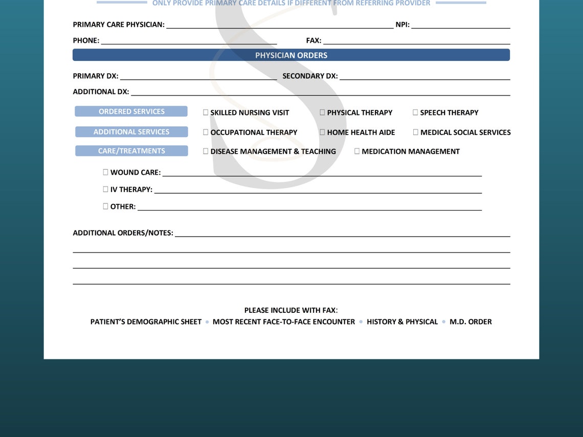 Printable Home Health Care Referral Form Template Digital Download Home ...
