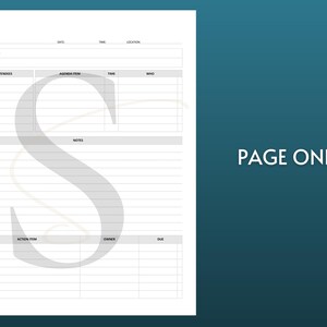 Printable Meeting Notes Digital Download Meeting Minutes PDF DOCX ...