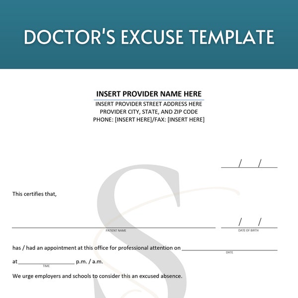 Dr Excuse Template - Etsy