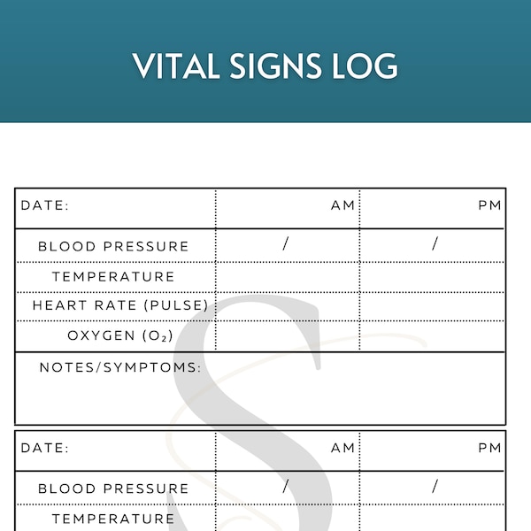 Vital Signs Template - Etsy