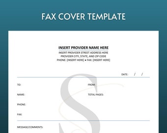 Medical Fax Cover Sheet for Health Care Office Printable Digital ...
