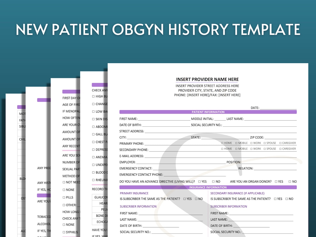 OBGYN Intake Form Digital Download Obstetrical History Form Printable ...