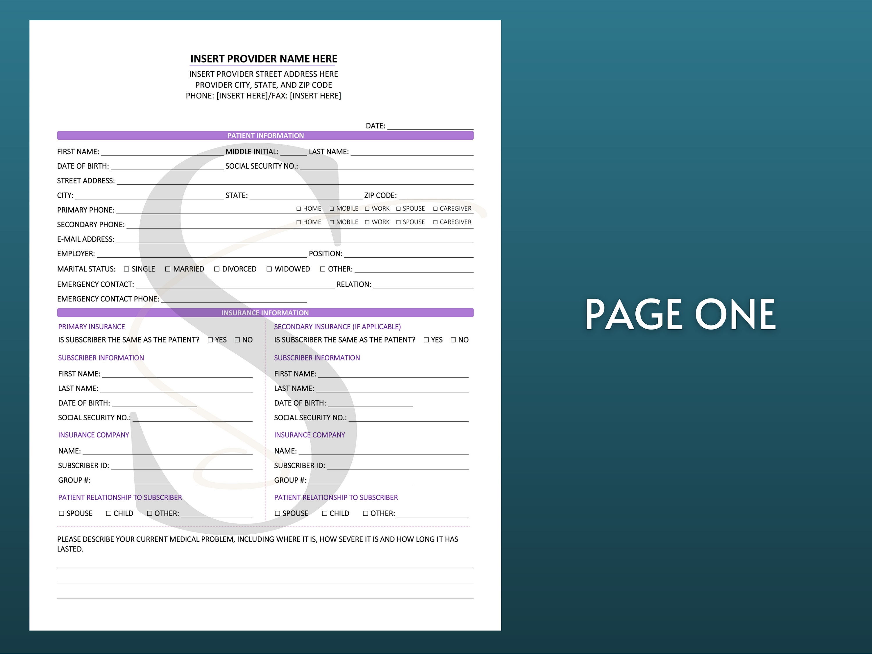 OBGYN New Patient Form Digital Download Maternity and Womens Health ...