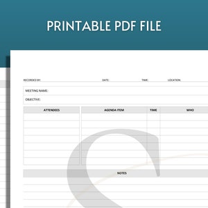 Printable Meeting Notes Digital Download Meeting Minutes PDF DOCX ...