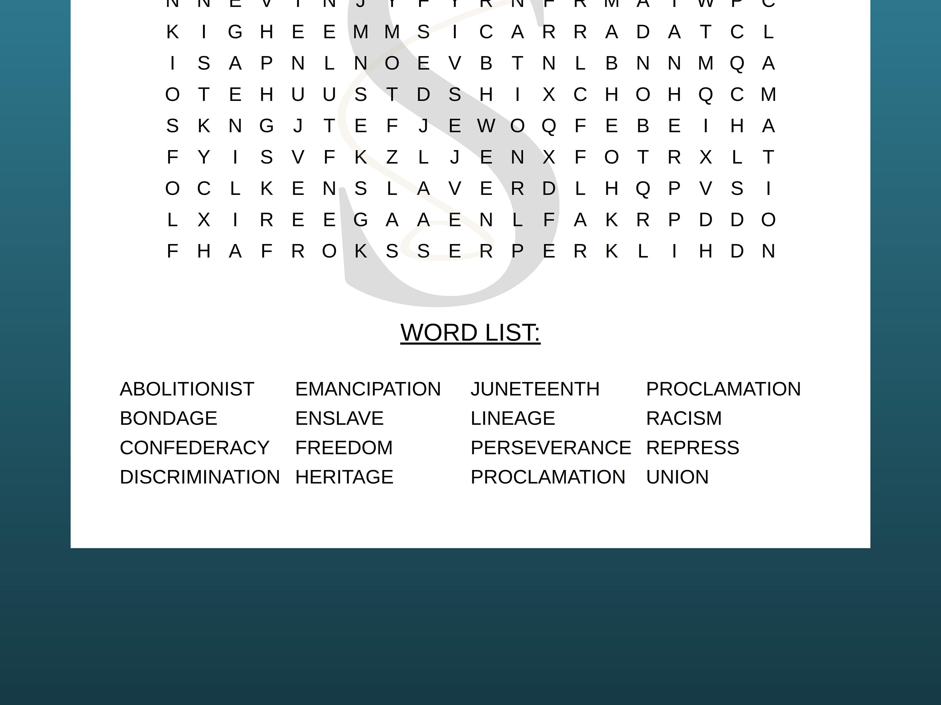 Printable Juneteenth Word Search Digital Download Black History ...