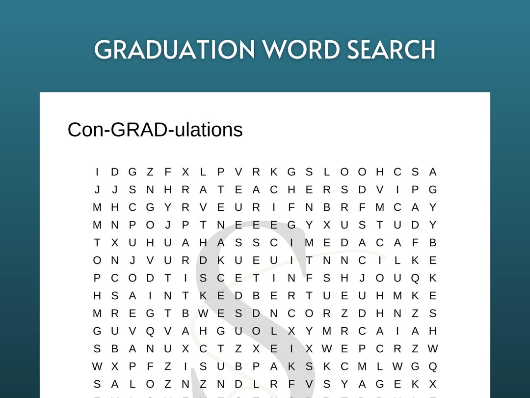 Printable Con-grad-ulations Word Search Digital Download Last Day of ...