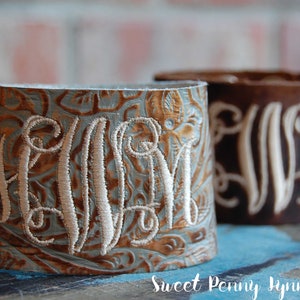 Monogram Cuff Personalized Cuff Leather Cuff Personalized - Etsy