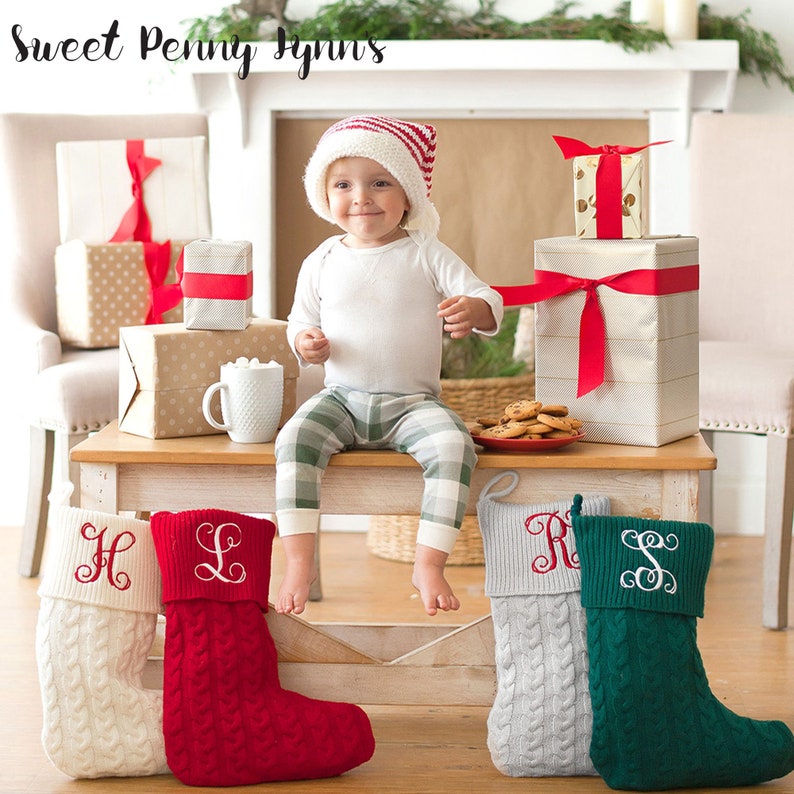 Monogram Stockings Knit Stockings Christmas Stockings - Etsy