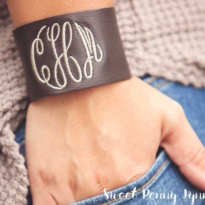 Monogram Cuff Personalized Cuff Leather Cuff Personalized - Etsy