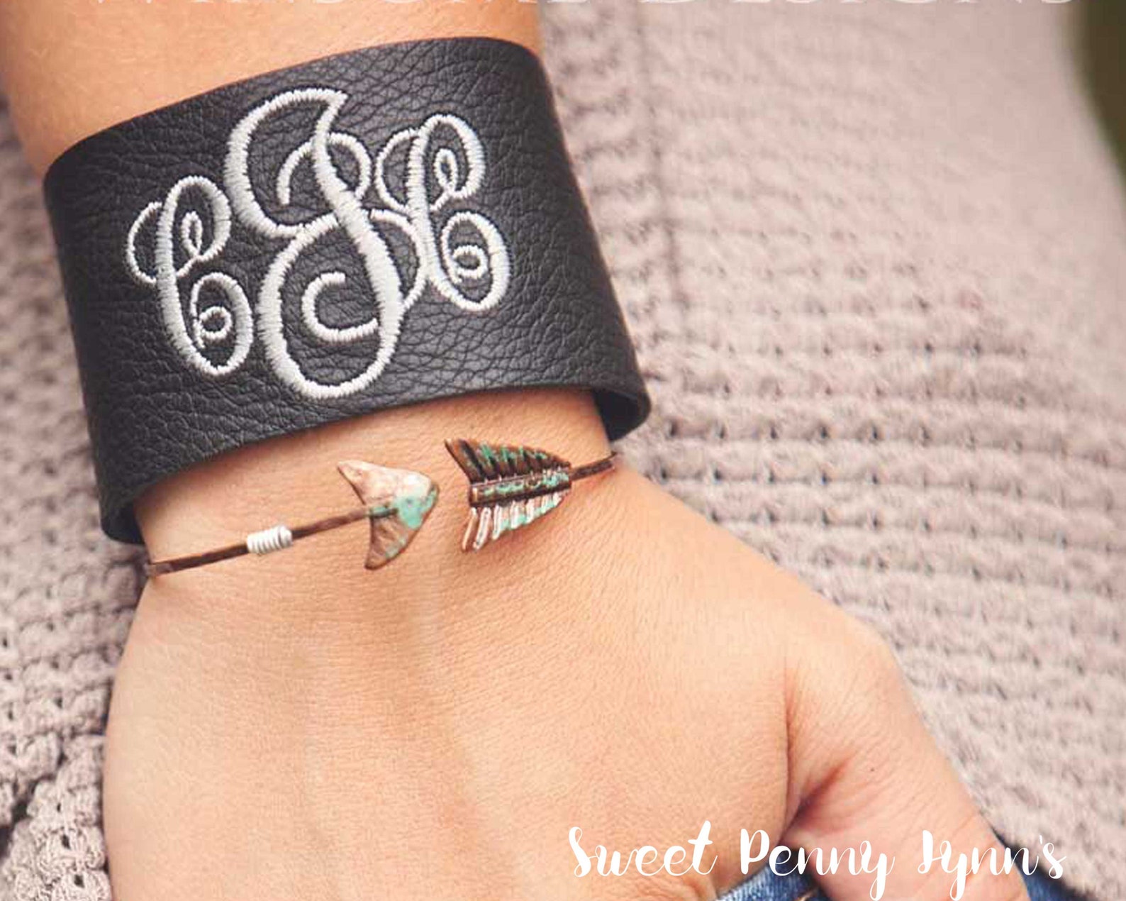 Monogram Cuff Personalized Cuff Leather Cuff Personalized - Etsy