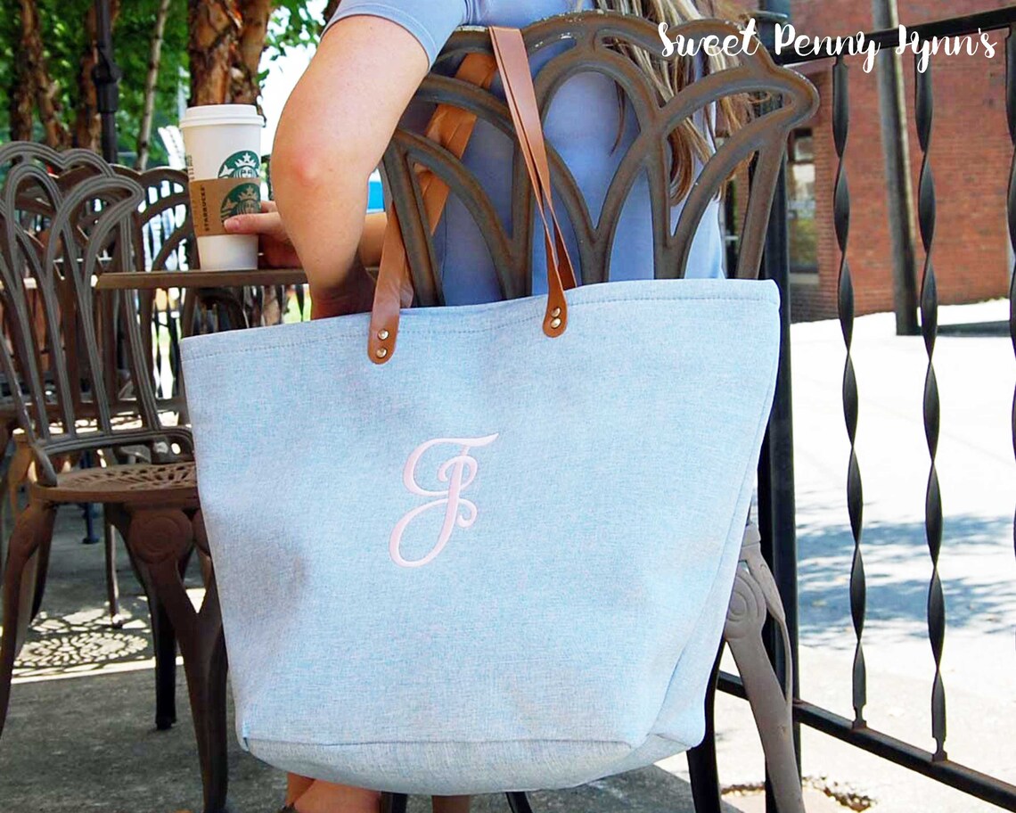 Monogram travel bag Monogram linen tote monogram beach bag | Etsy