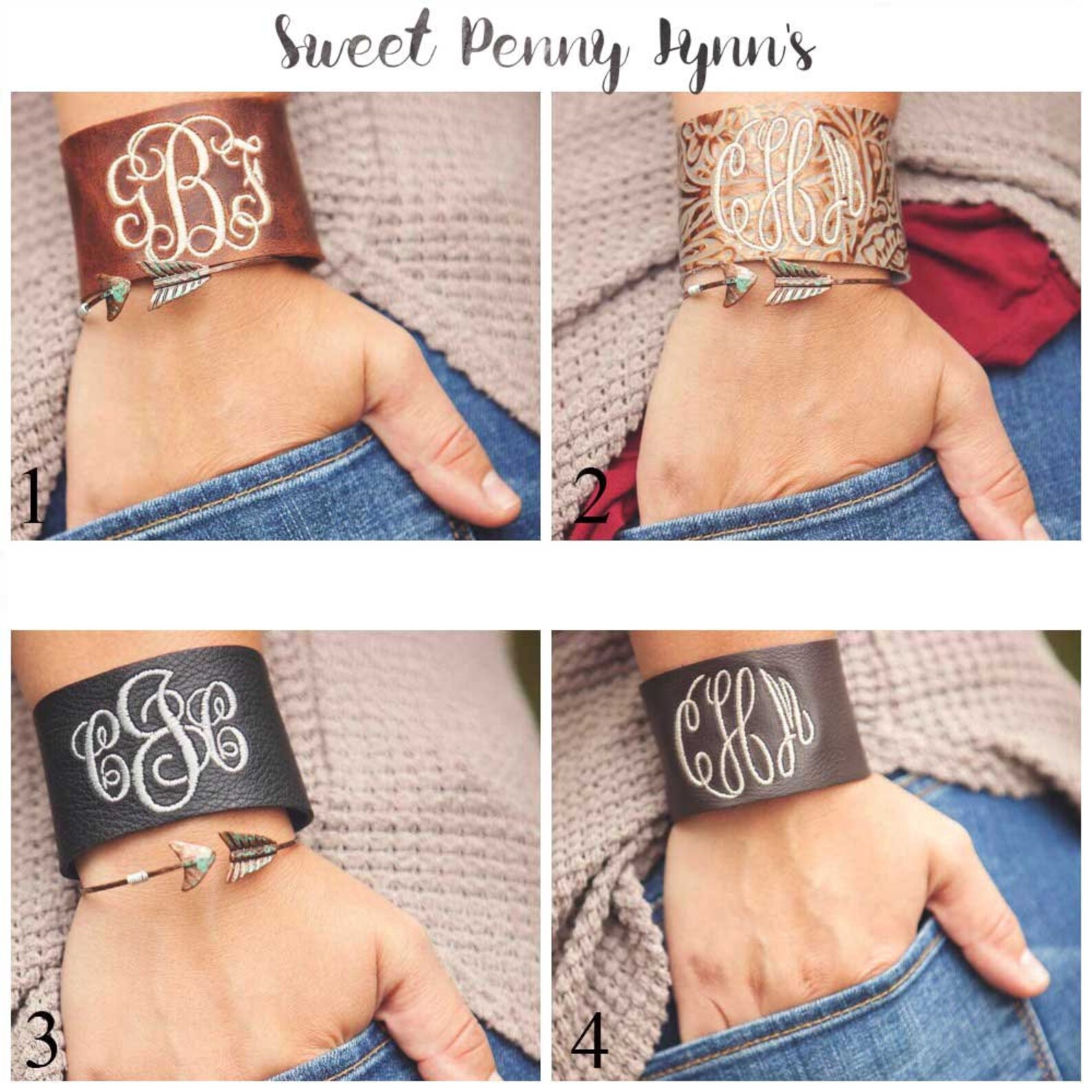 Monogram Cuff Personalized Cuff Leather Cuff Personalized - Etsy