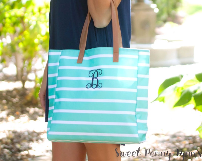 Monogram Beach Tote Vacation Tote Monogram Boat Tote - Etsy