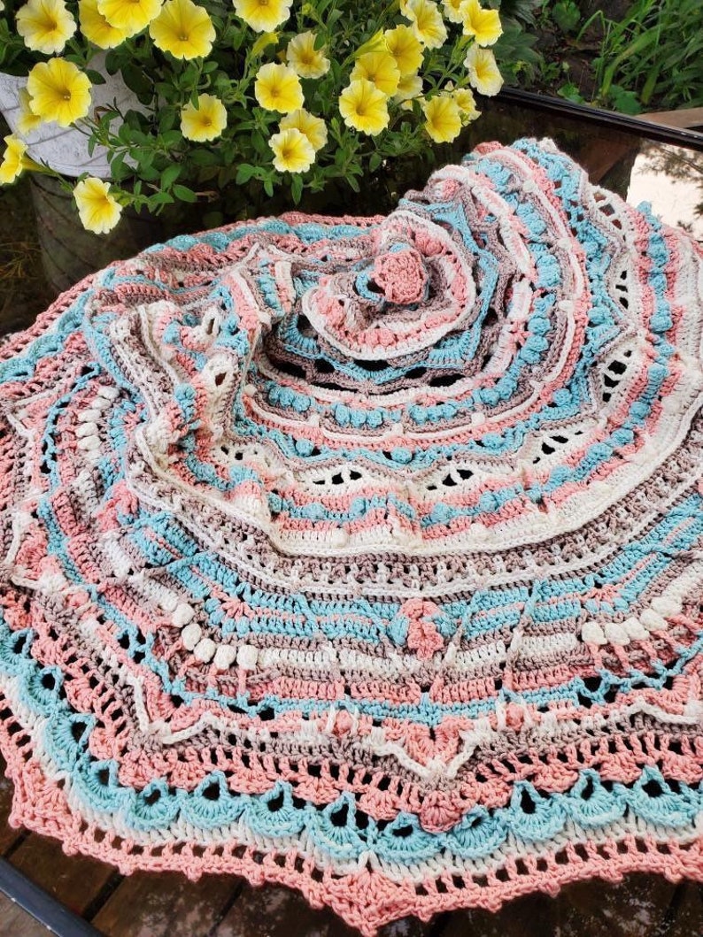 Round Blanket Crochet Pattern Crochet Home Decor Throw - Etsy