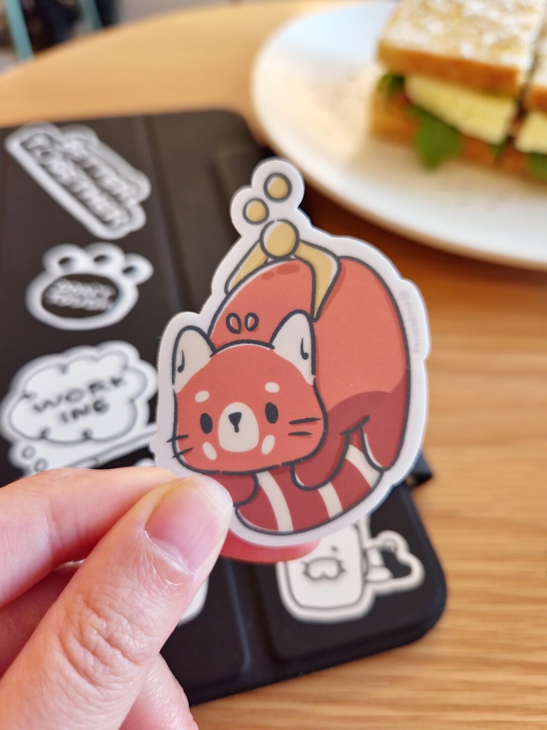 Kawaii Red Panda Sticker Flake Gacha Machine Claw Machine Sticker Red ...
