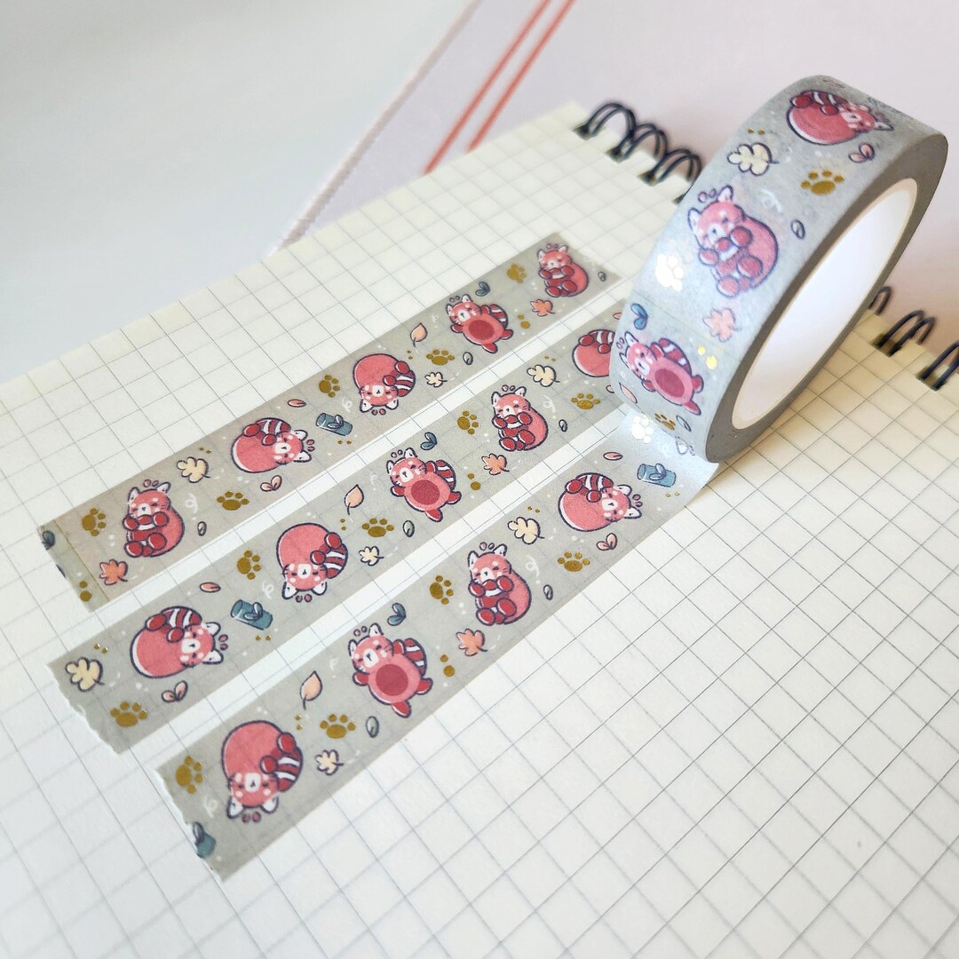 Rolling Red Pandas Gold Foiled Washi Tape for Bullet Journals | Full ...