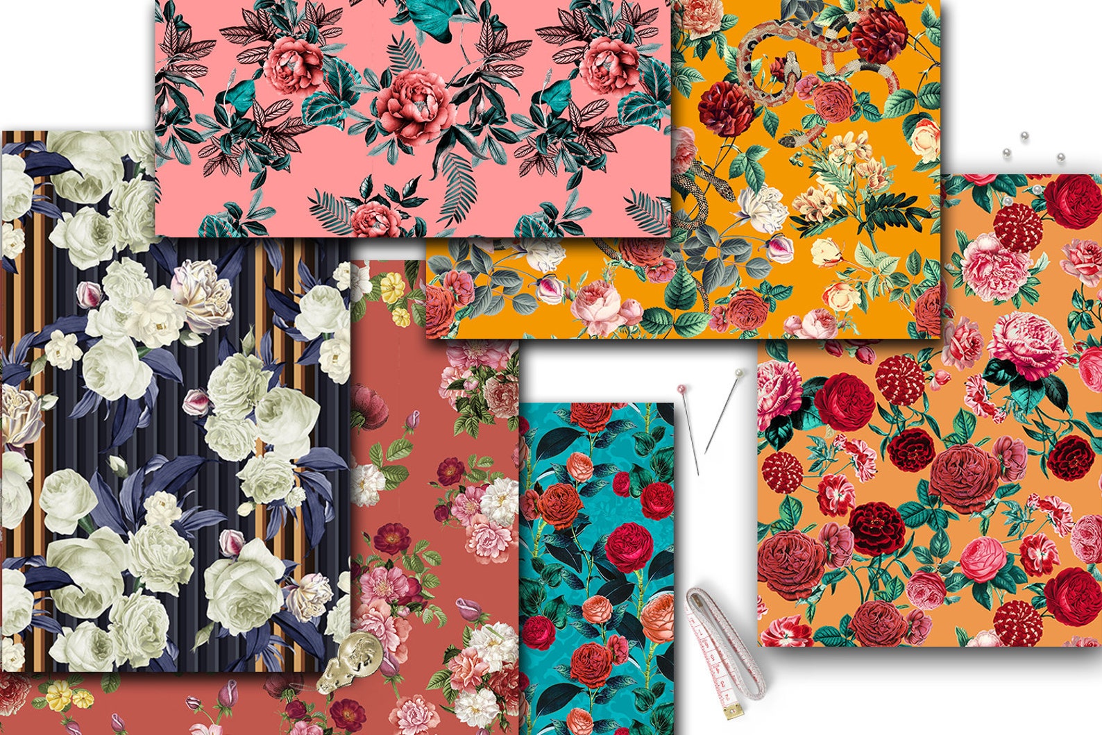 Watercolor Peach Flowers digital paper bouquets flower clipart | Etsy