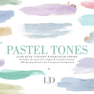 Pastel Watercolor Brush Strokes Clipart Stroke Watercolor - Etsy