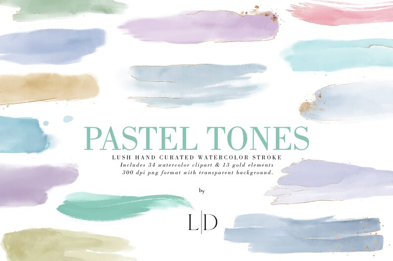 Pastel Watercolor Brush Strokes Clipart Stroke Watercolor - Etsy