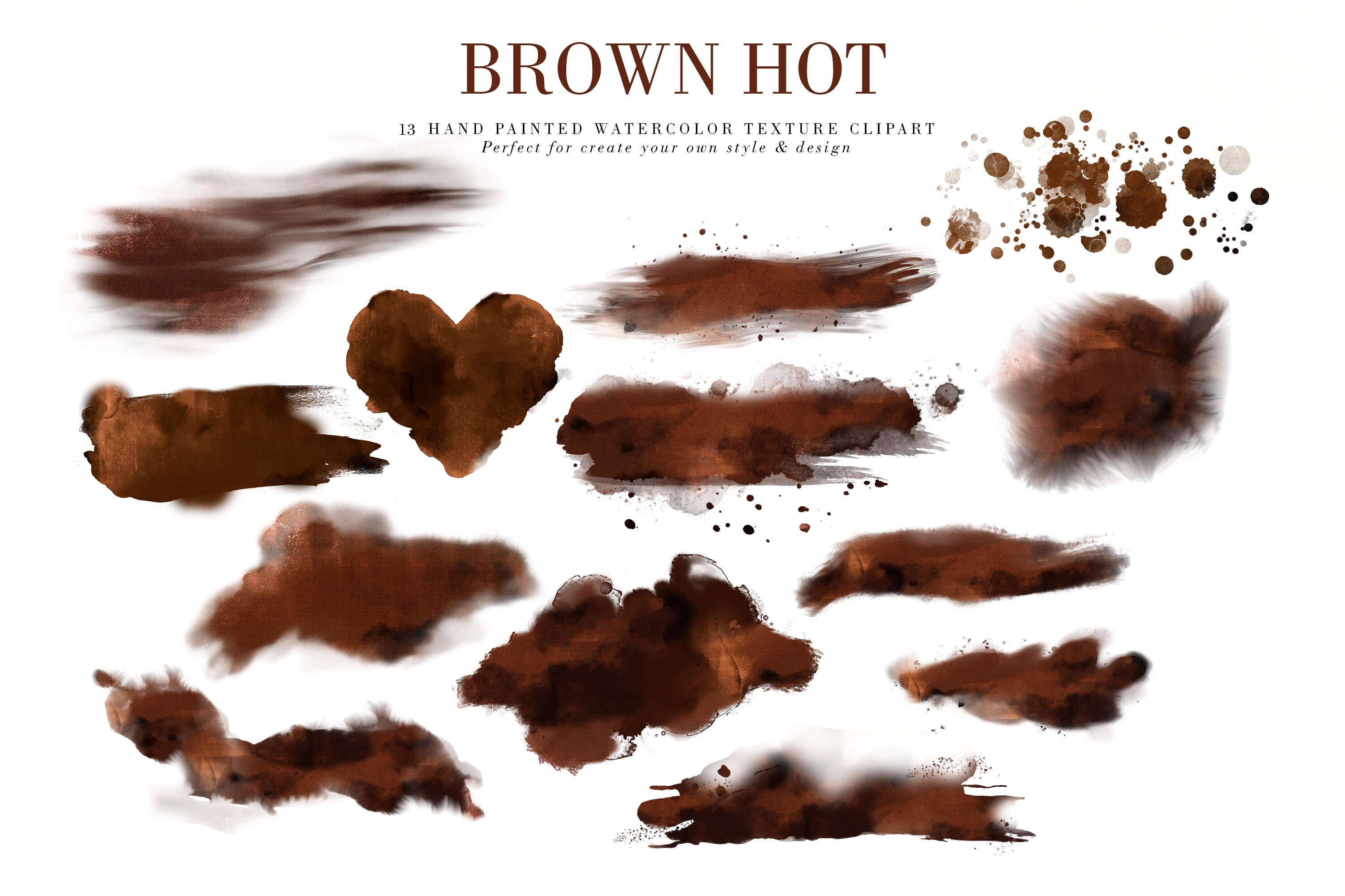 Brown With Gold Watercolor Splash and Brush Stroke Clipart - Etsy