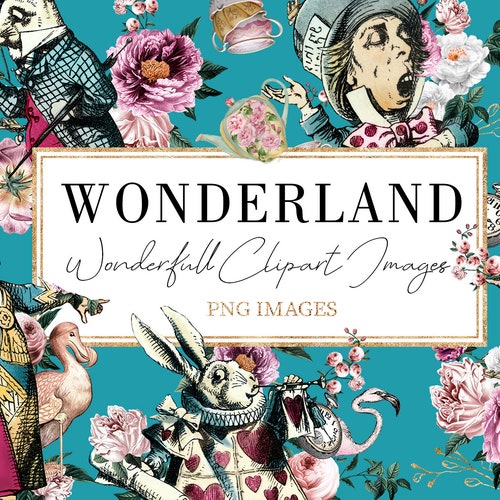 Alice in Wonderland Colour Digital Clip Art Graphics Printable | Etsy