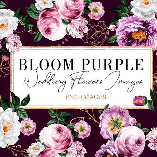 Lavender and Gold Floral Bouquets Clipart Digital Instant | Etsy