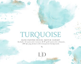 Aqua and Silver Floral Clip Art Digital Instant Download - Etsy