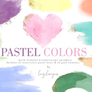 Pastel Watercolor Brush Strokes Clipart. Pastel Watercolor - Etsy