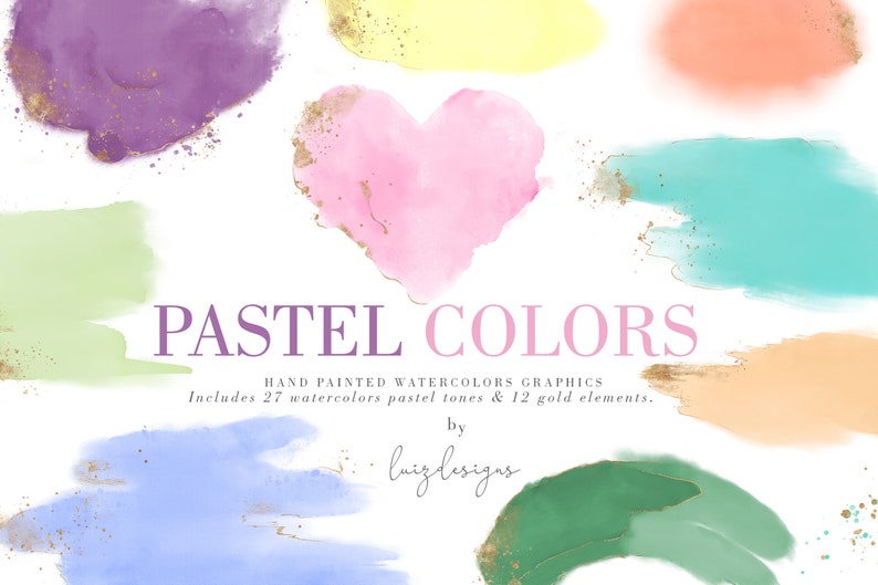 Pastel Watercolor Brush Strokes Clipart. Pastel Watercolor - Etsy